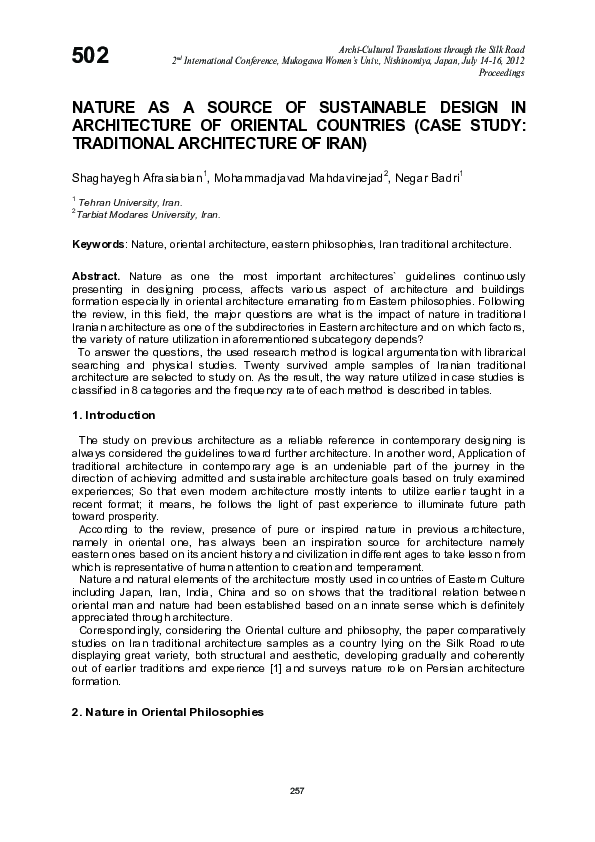 (PDF) Nature as a Source of Sustainable Design in Architecture of ...