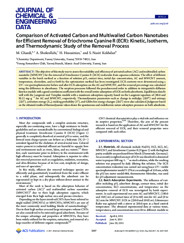(PDF) Comparison of Activated Carbon and Multiwalled Carbon Nanotubes ...