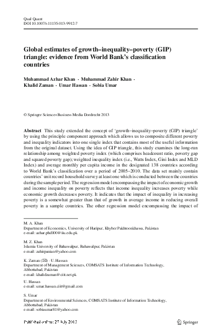 (PDF) Global estimates of growth–inequality–poverty (GIP) triangle ...