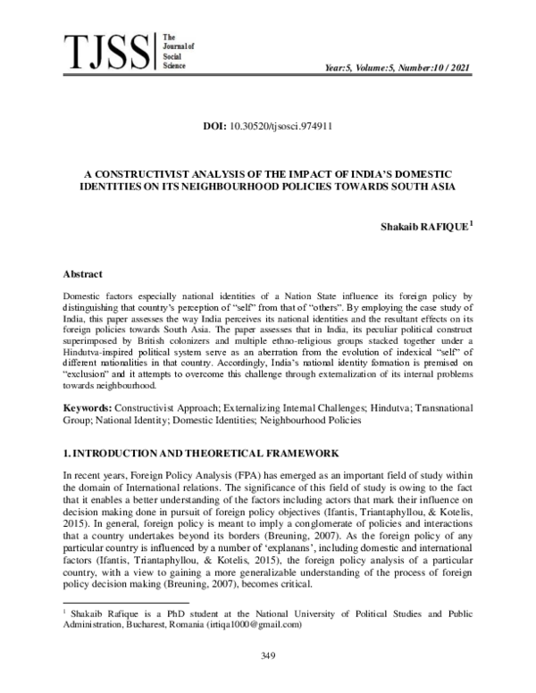 (PDF) A Constructivist Analysis of the Impact of India’s Domestic ...