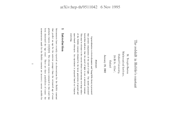 (PDF) Redshift in Hubble's constant