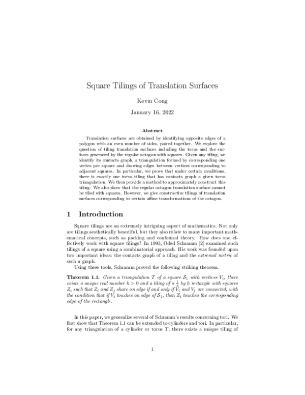 (PDF) Square Tilings of Translation Surfaces