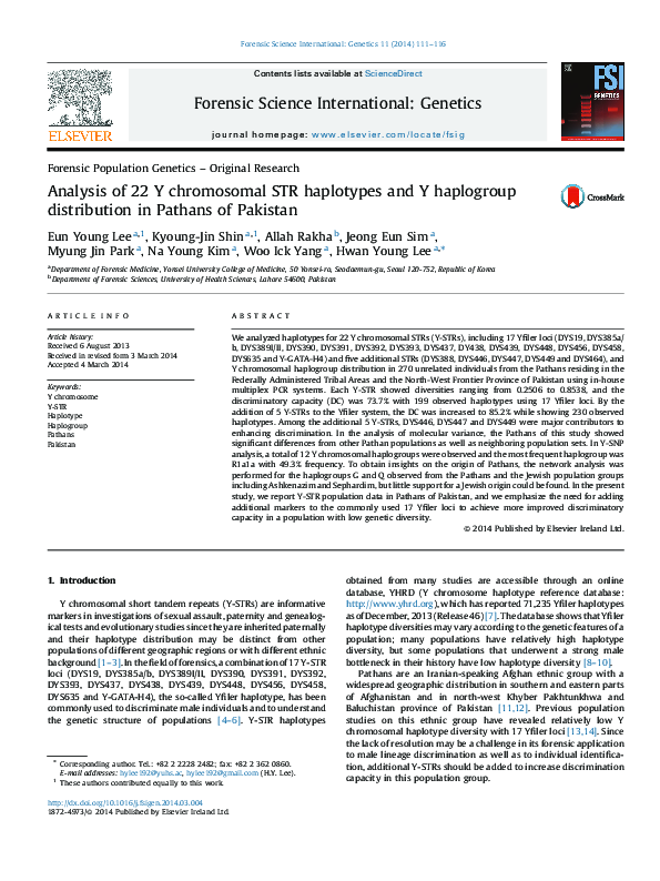 (PDF) Analysis of 22 Y chromosomal STR haplotypes and Y haplogroup ...