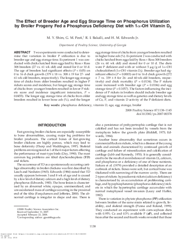 (PDF) The Effect of Breeder Age and Egg Storage Time on Phosphorus Utilization by Broiler ...