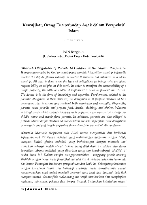 (PDF) Kewajiban Orang Tua terhadap Anak dalam Perspektif Islam