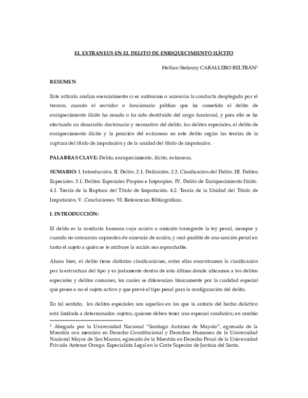 (PDF) EL EXTRANEUS EN EL DELITO DE ENRIQUECIMIENTO ILÍCITO