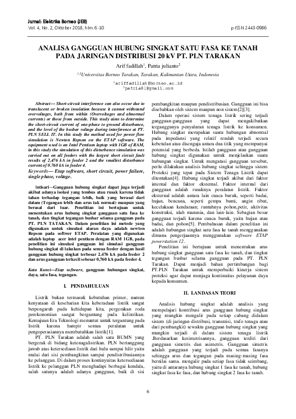 (PDF) Analisa Gangguan Hubung Singkat Satu Fasa ke Tanah Pada Jaringan ...