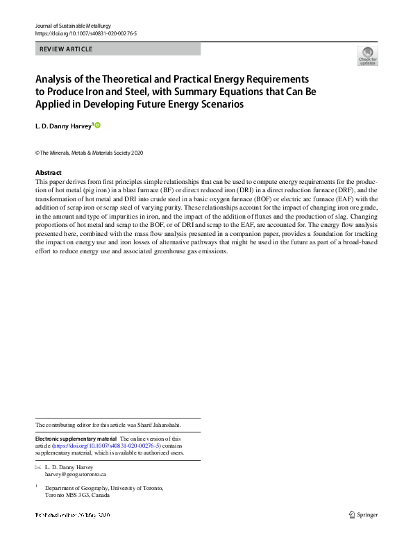 (PDF) Analysis of the Theoretical and Practical Energy Requirements to ...