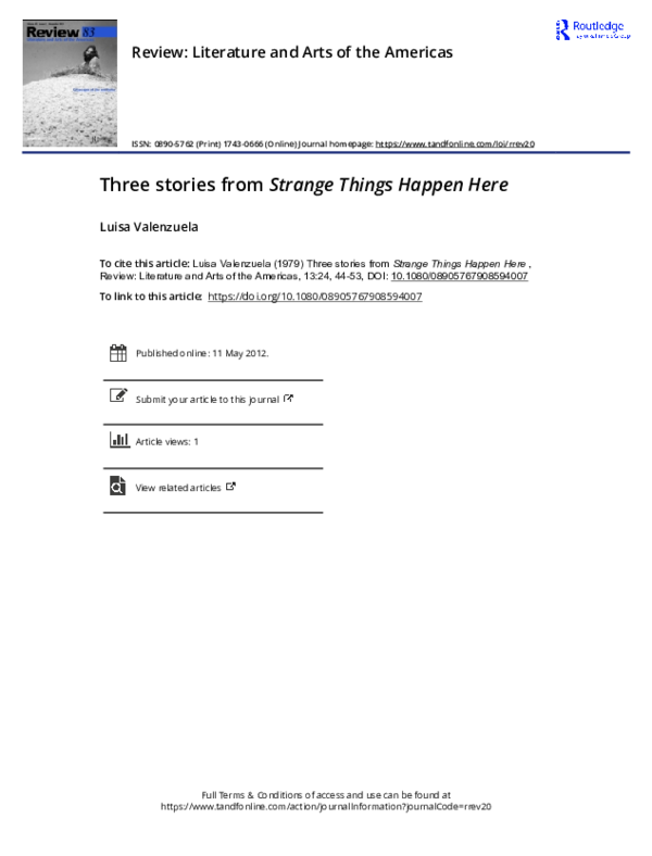 (PDF) Three stories fromStrange Things Happen Here