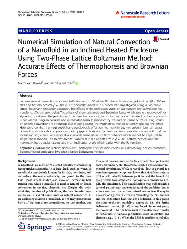 Pdf Numerical Simulation Of Natural Convection Of Latent Heat Phase