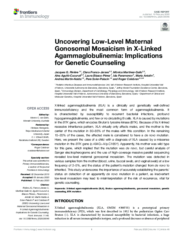 (PDF) Uncovering Low-Level Maternal Gonosomal Mosaicism in X-Linked ...