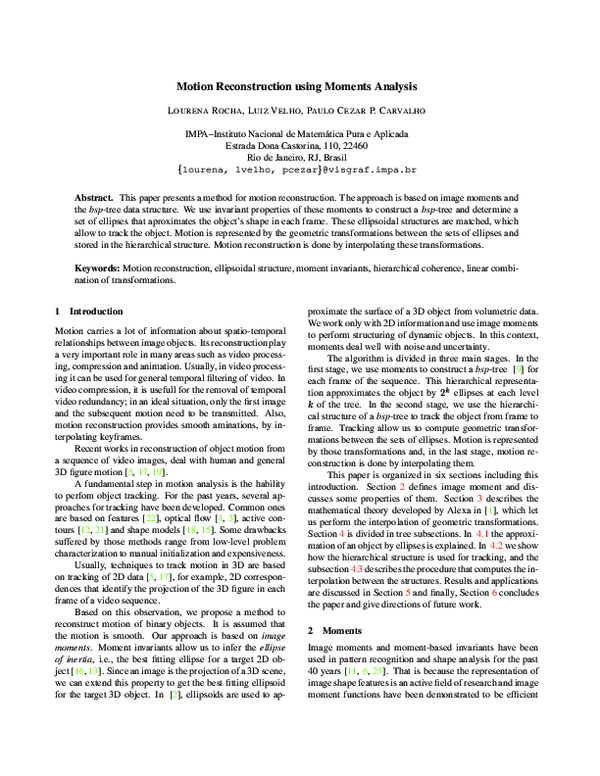 (PDF) Motion reconstruction using moments analysis | Paulo Cezar - Academia.edu