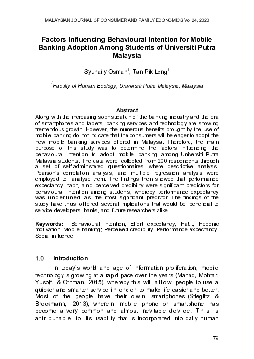 (PDF) Factors Influencing Behavioural Intention for Mobile Banking Adoption Among Students of ...