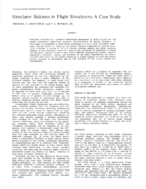 (PDF) Simulator Sickness in Flight Simulators: A Case Study