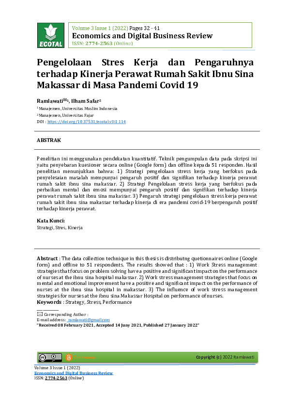 (PDF) Pengelolaan Stres Kerja dan Pengaruhnya terhadap Kinerja Perawat ...