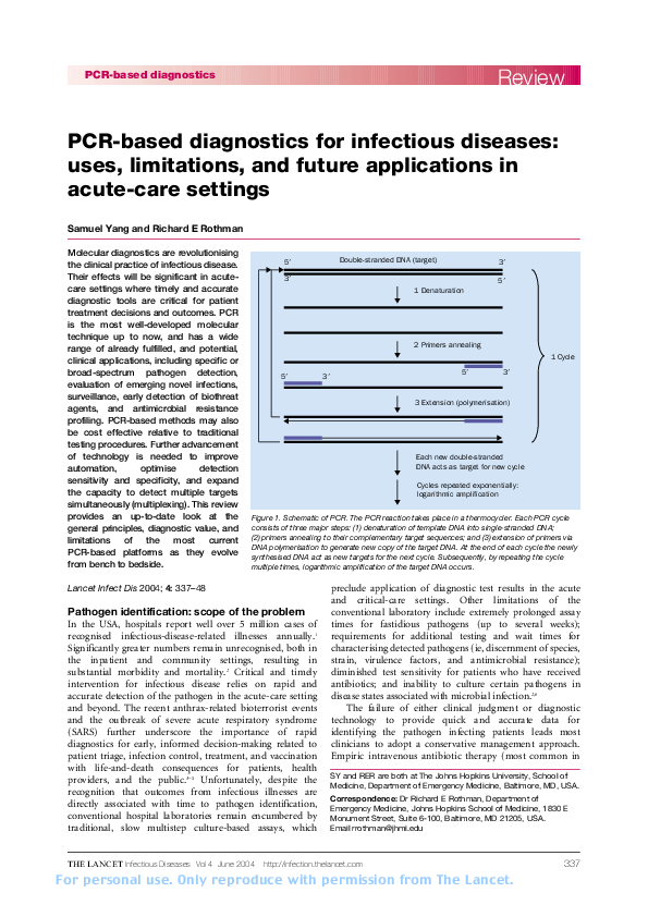 (PDF) PCR-based diagnostics for infectious diseases: uses, limitations ...