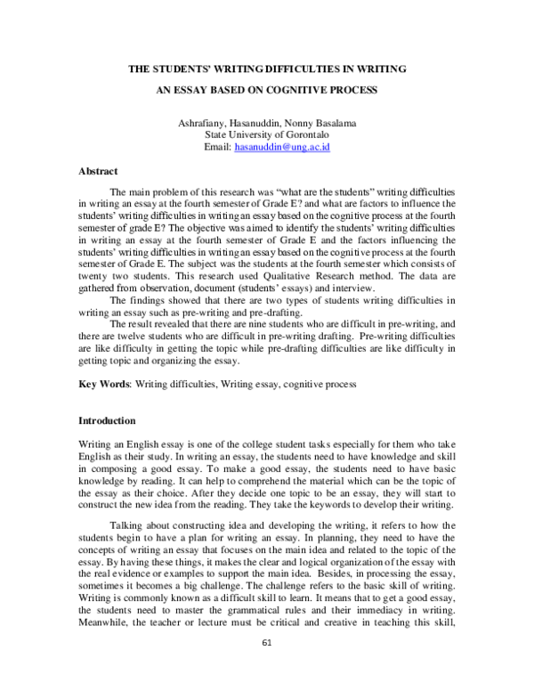 (PDF) The Students’ Writing Difficulties in Writing an Essay Based on ...