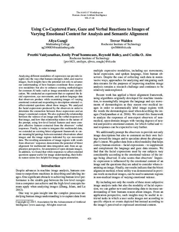(PDF) Using Co-Captured Face, Gaze, and Verbal Reactions to Images of Varying Emotional Content ...