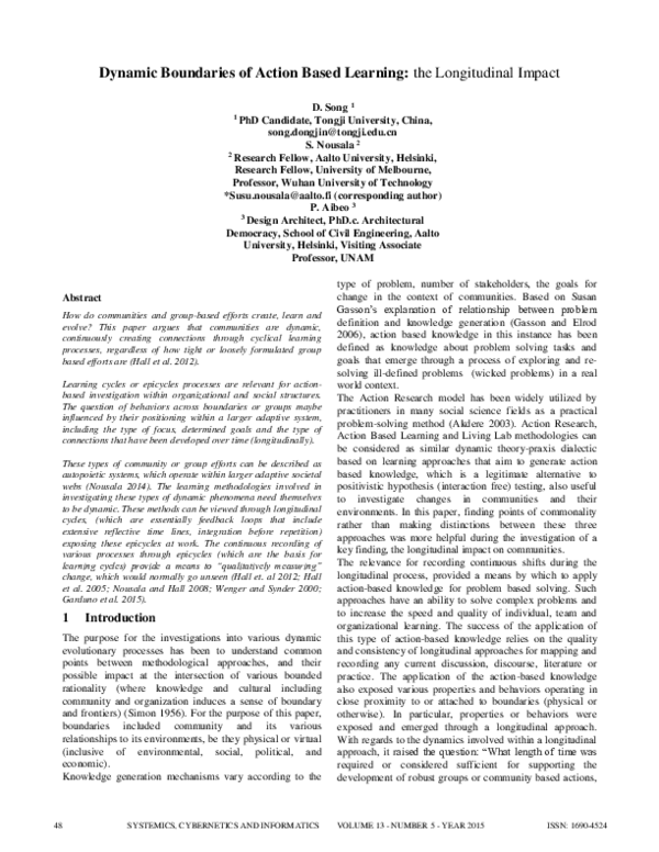 (PDF) Dynamic Boundaries of Action Based Learning: the Longitudinal ...