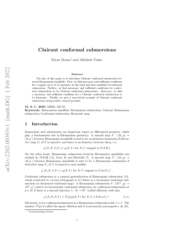 (PDF) Clairaut conformal submersions
