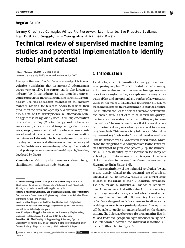 (PDF) Technical review of supervised machine learning studies and potential implementation to ...