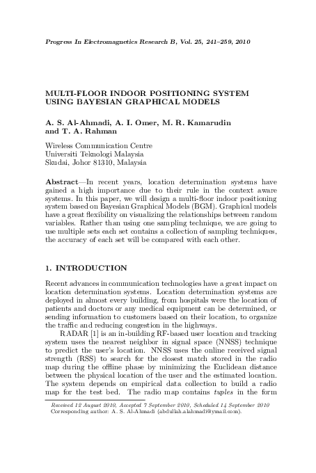 (PDF) Multi-Floor Indoor Positioning System Using Bayesian Graphical Models