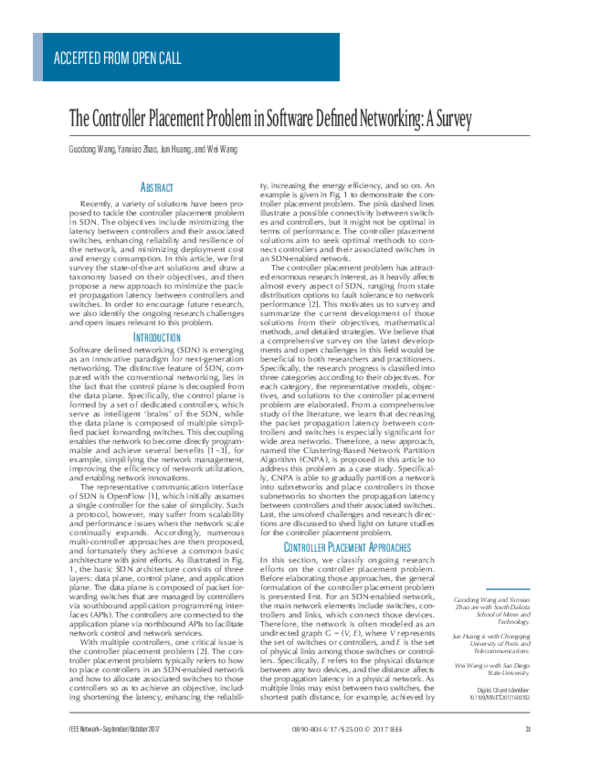 Pdf The Controller Placement Problem In Software Defined Mobile Networks Sdmn Dheyab