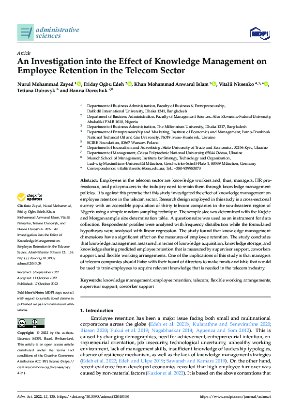 (PDF) An Investigation into the Effect of Knowledge Management on Employee Retention in the ...