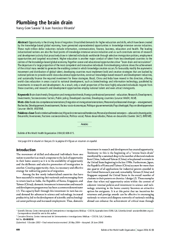 (PDF) Plumbing the brain drain