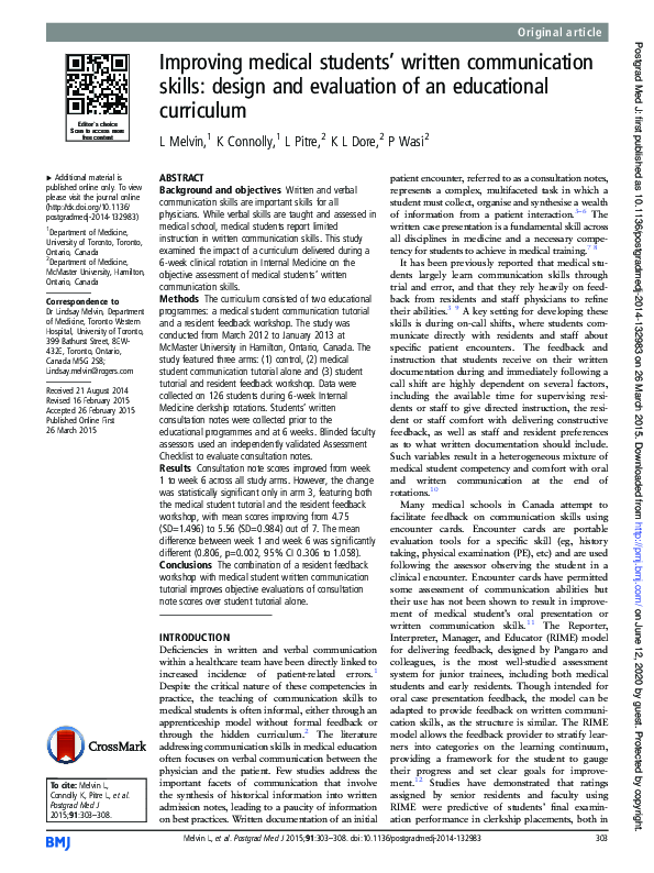 (PDF) Improving medical students' written communication skills: design ...