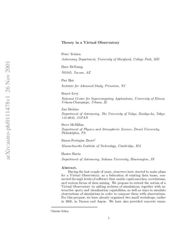 (PDF) Theory in a Virtual Observatory | Stuart Levy - Academia.edu