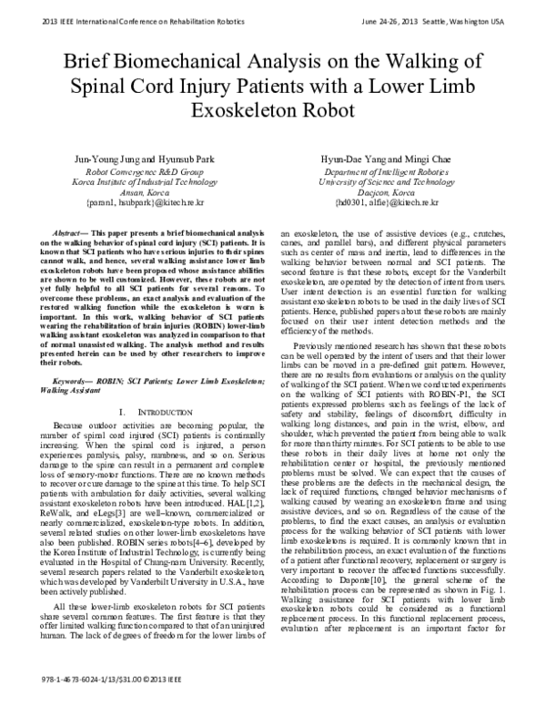 (PDF) Biomechanical Analysis of Exoskeleton-Assisted Walking