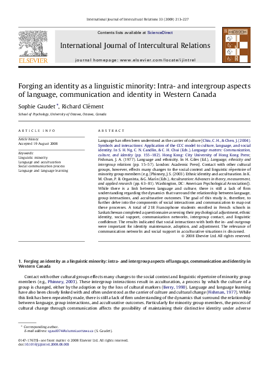 (PDF) Forging an identity as a linguistic minority: Intra- and ...