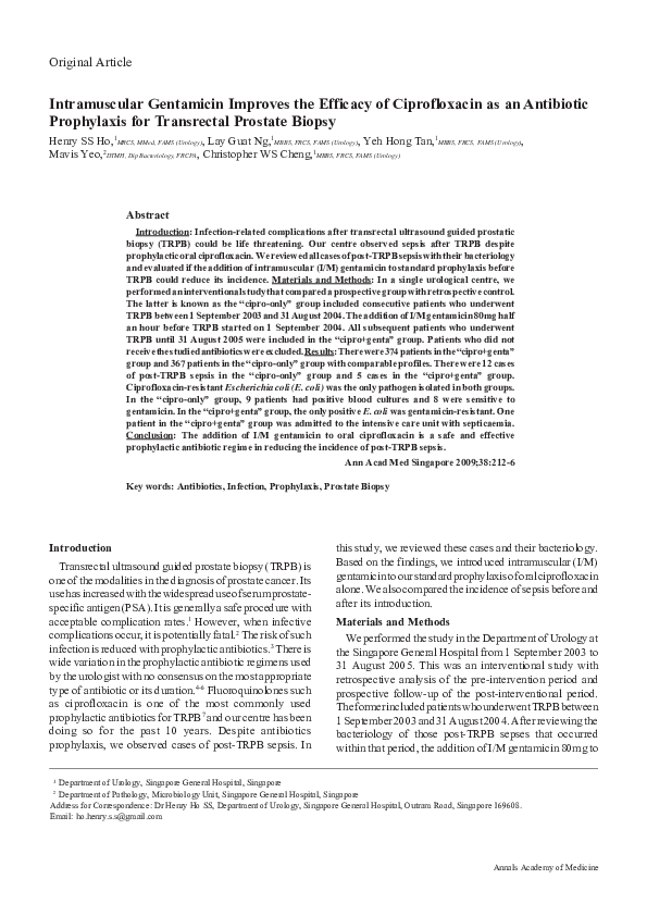 (PDF) Intramuscular Gentamicin Improves the Efficacy of Ciprofloxacin ...
