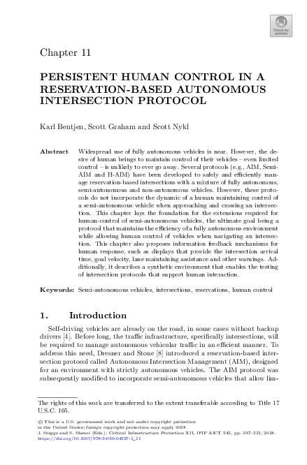 (PDF) Persistent Human Control in a Reservation-Based Autonomous ...