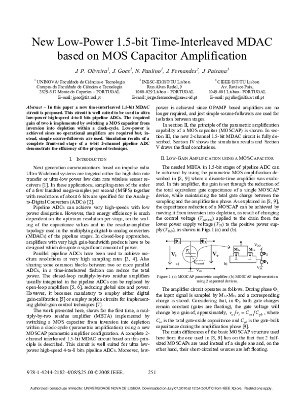 (PDF) New low-power 1.5-bit time-interleaved MDAC based on MOS ...