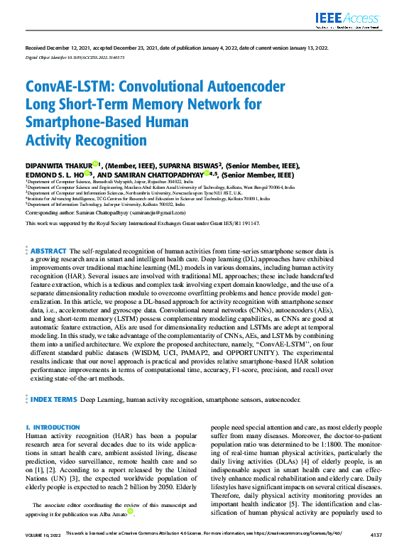 Pdf Convae Lstm Convolutional Autoencoder Long Short Term Memory Network For Smartphone Based