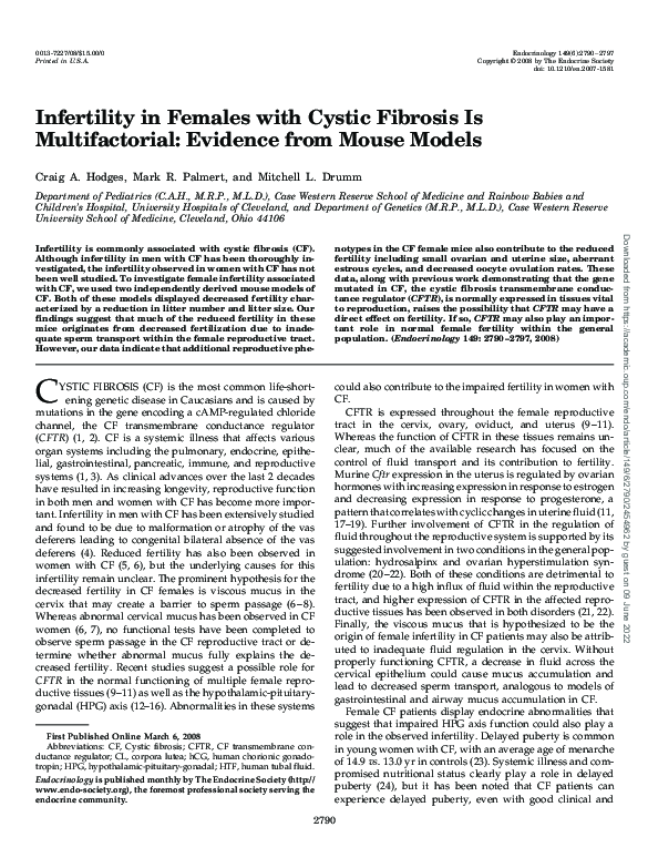 (PDF) Infertility in Females with Cystic Fibrosis Is Multifactorial ...