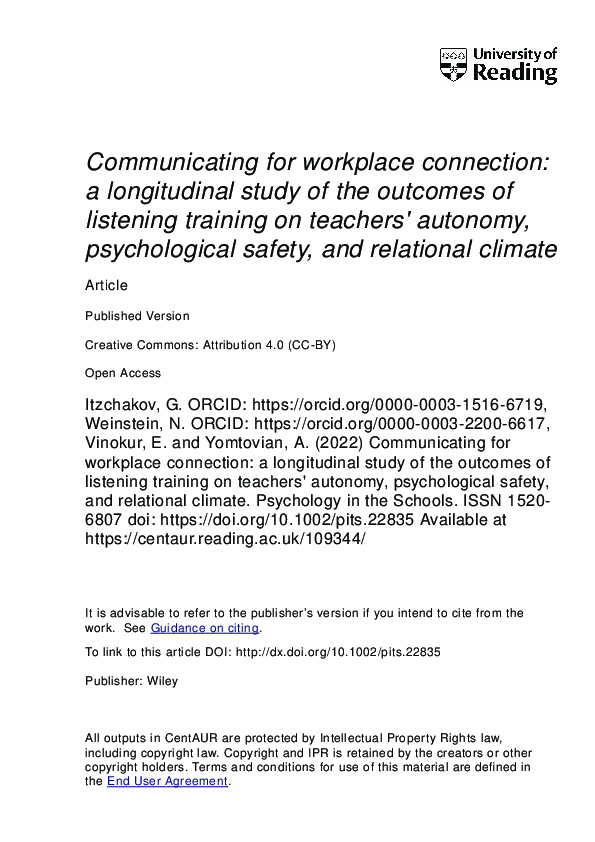 (PDF) Impact of Listening Training on Teacher Dynamics