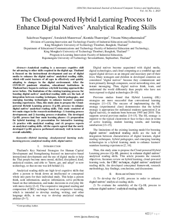 (PDF) The Cloud-powered Hybrid Learning Process to Enhance Digital Natives’ Analytical Reading ...