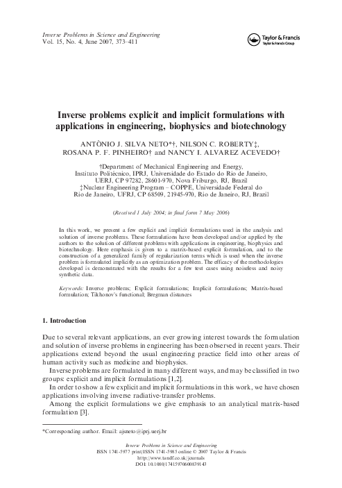 (PDF) Inverse problems explicit and implicit formulations with applications in engineering ...