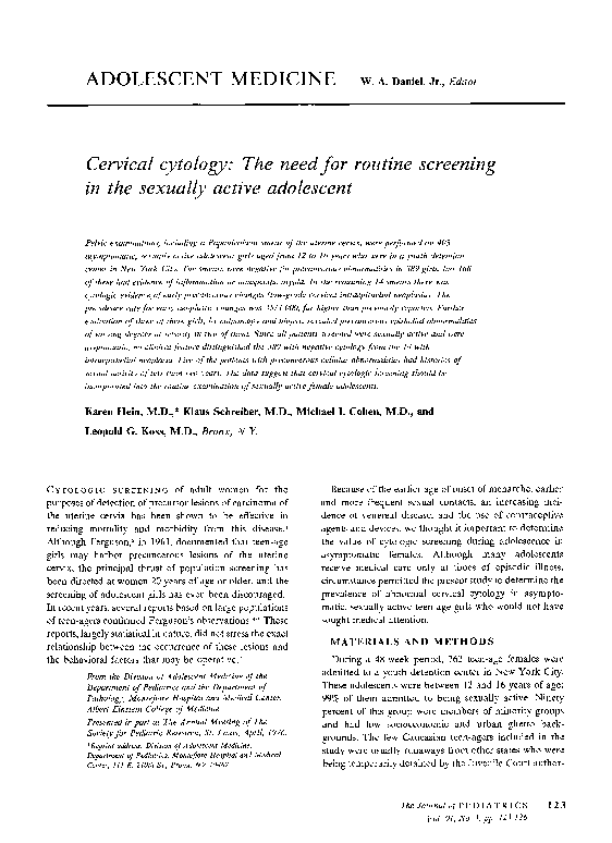 Pdf Cervical Cytology The Need For Routine Screeningin The Sexually 5419