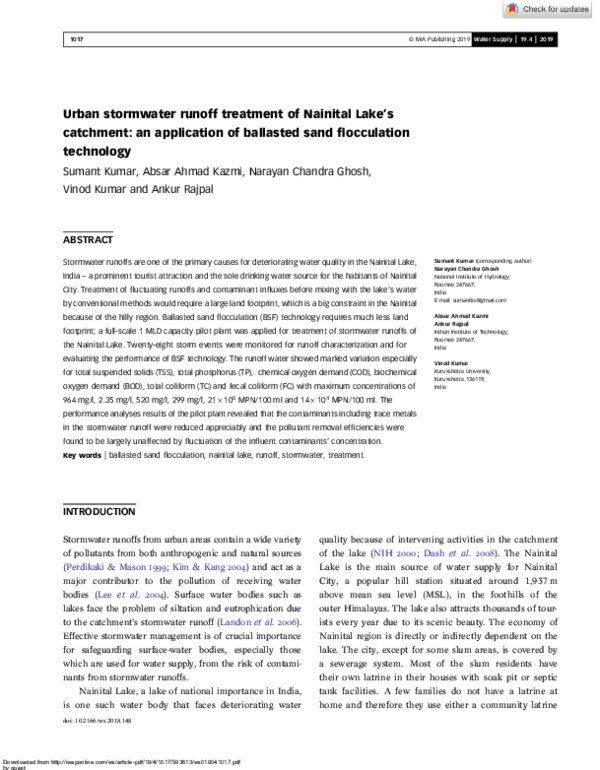 (PDF) Urban stormwater runoff treatment of Nainital Lake's catchment ...