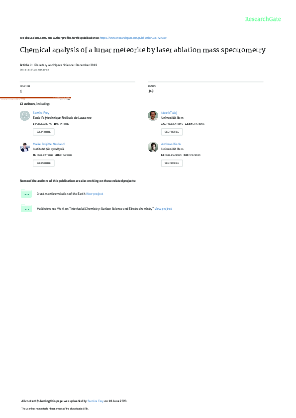 (PDF) Chemical analysis of a lunar meteorite by laser ablation mass ...