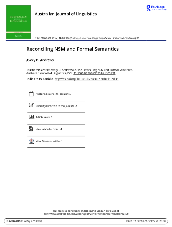Reconciling NSM and Formal Semantics