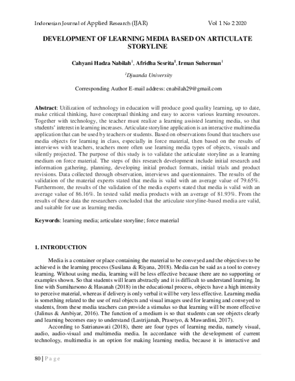 (PDF) Development of Learning Media Based on Articulate Storyline