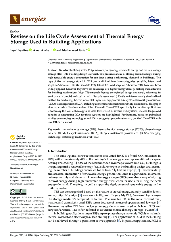 (PDF) Review on the Life Cycle Assessment of Thermal Energy Storage ...