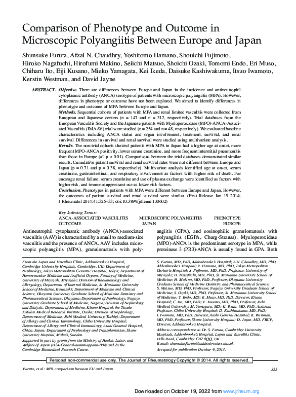 (PDF) Comparison of Phenotype and Outcome in Microscopic Polyangiitis ...