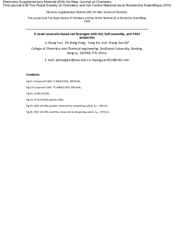 (PDF) A novel coumarin-based red fluorogen with AIE, self-assembly, and ...