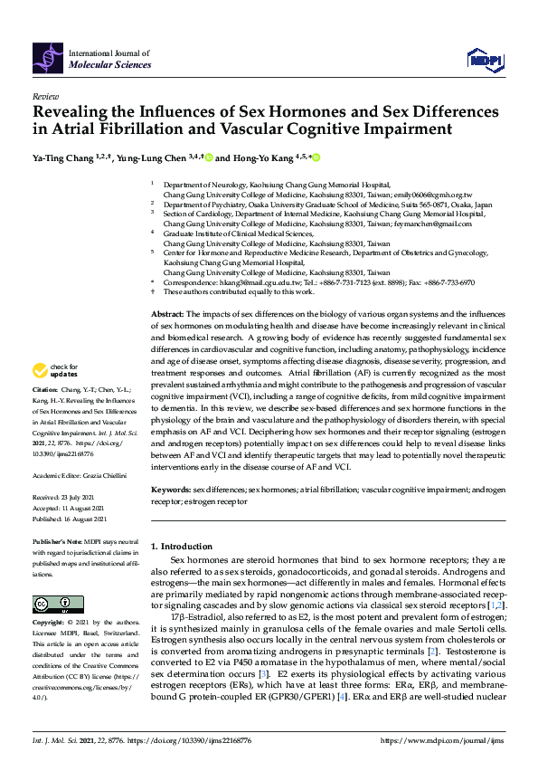Pdf Revealing The Influences Of Sex Hormones And Sex Differences In Atrial Fibrillation And